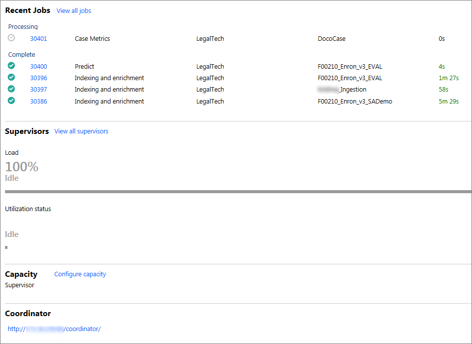 View the processing dashboard